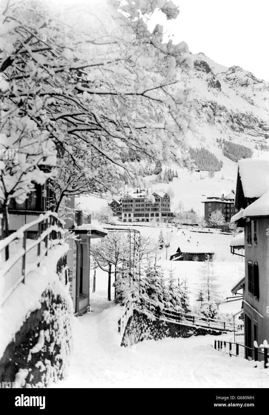 Swiss snow scene at Wengen. A Swiss snow scene at Wengen Stock Photo ...
