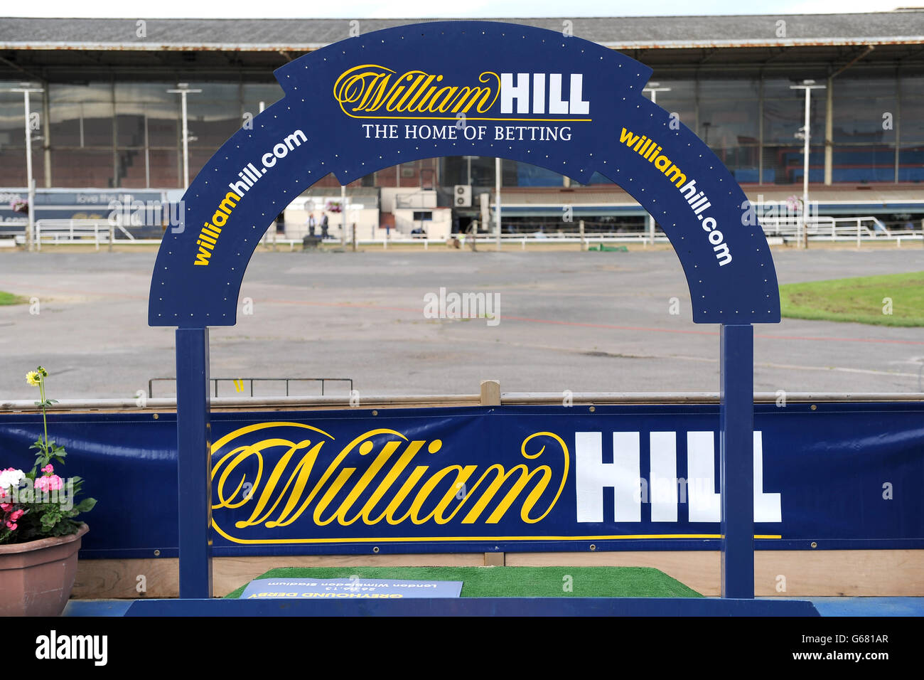 William Hill branded presentation stand at Wimbledon Stadium Stock ...