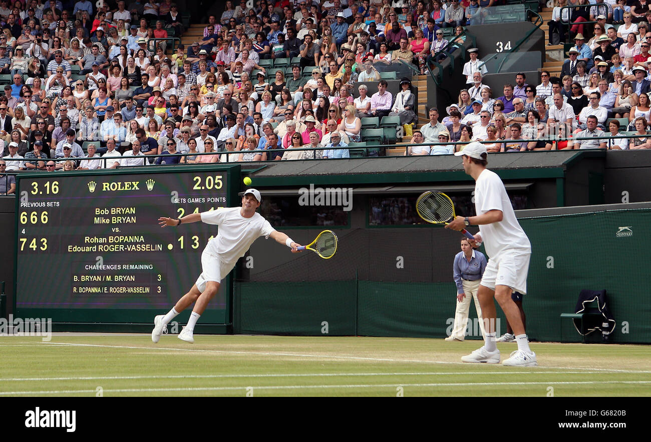 USA's Bob and Mike Bryan in action against India's Rohan Bopanna and ...