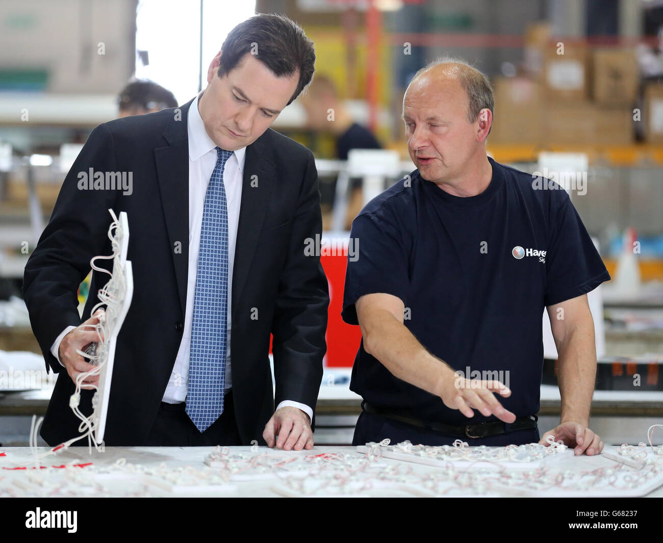 Chancellor George Osborne, during a visit to Hawes Signs, in ...