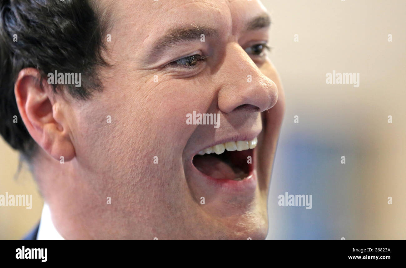 Chancellor George Osborne, during a visit to Hawes Signs, in ...