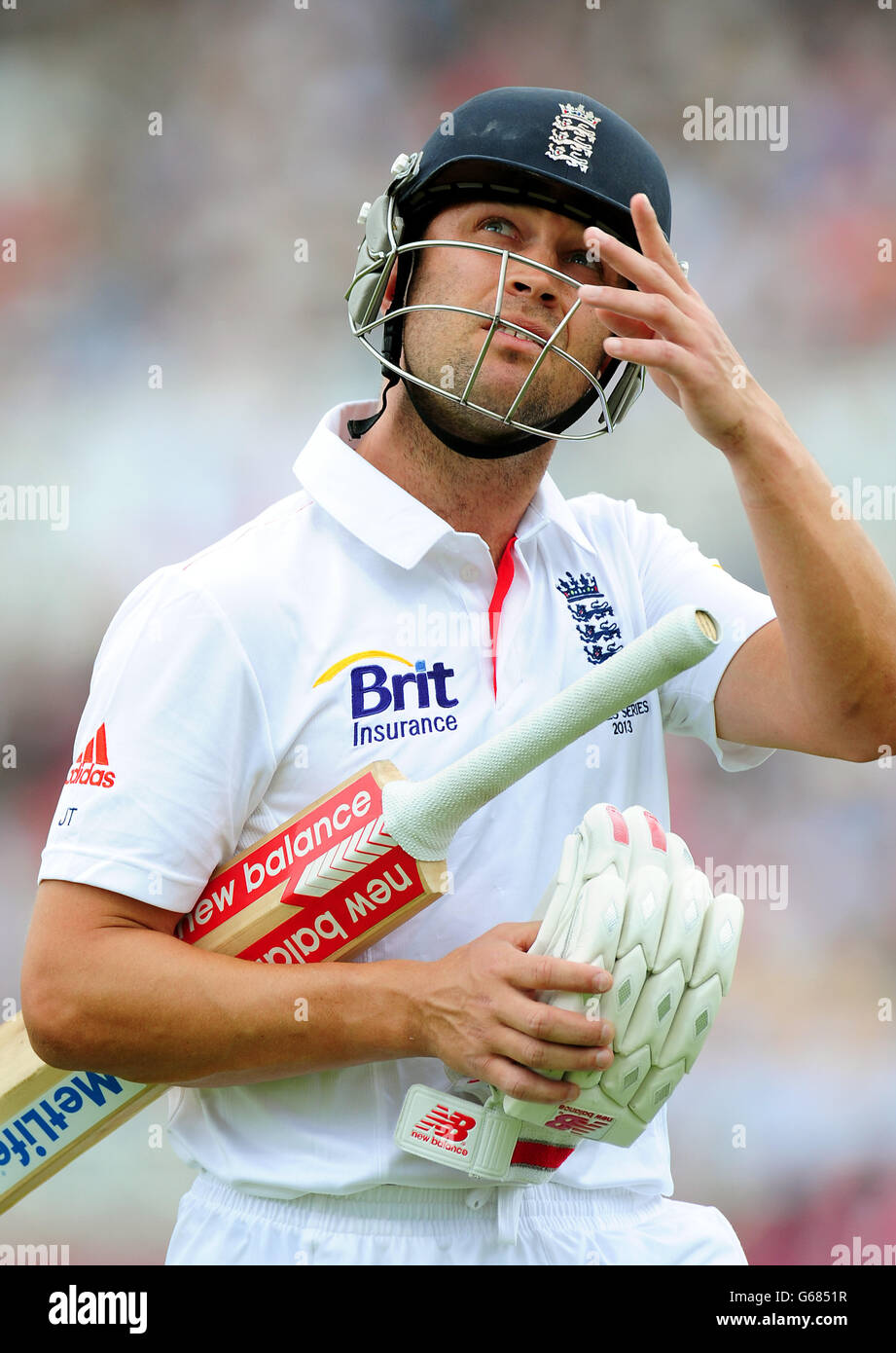 England's Jonathan Trott after being bowled by Australia's Peter Siddle ...