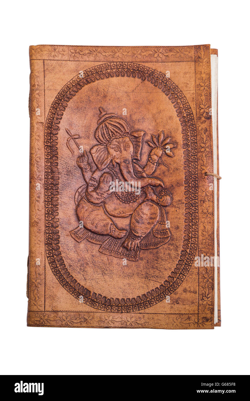 Ancient antique handmade eastern indian embossed leather book with ...