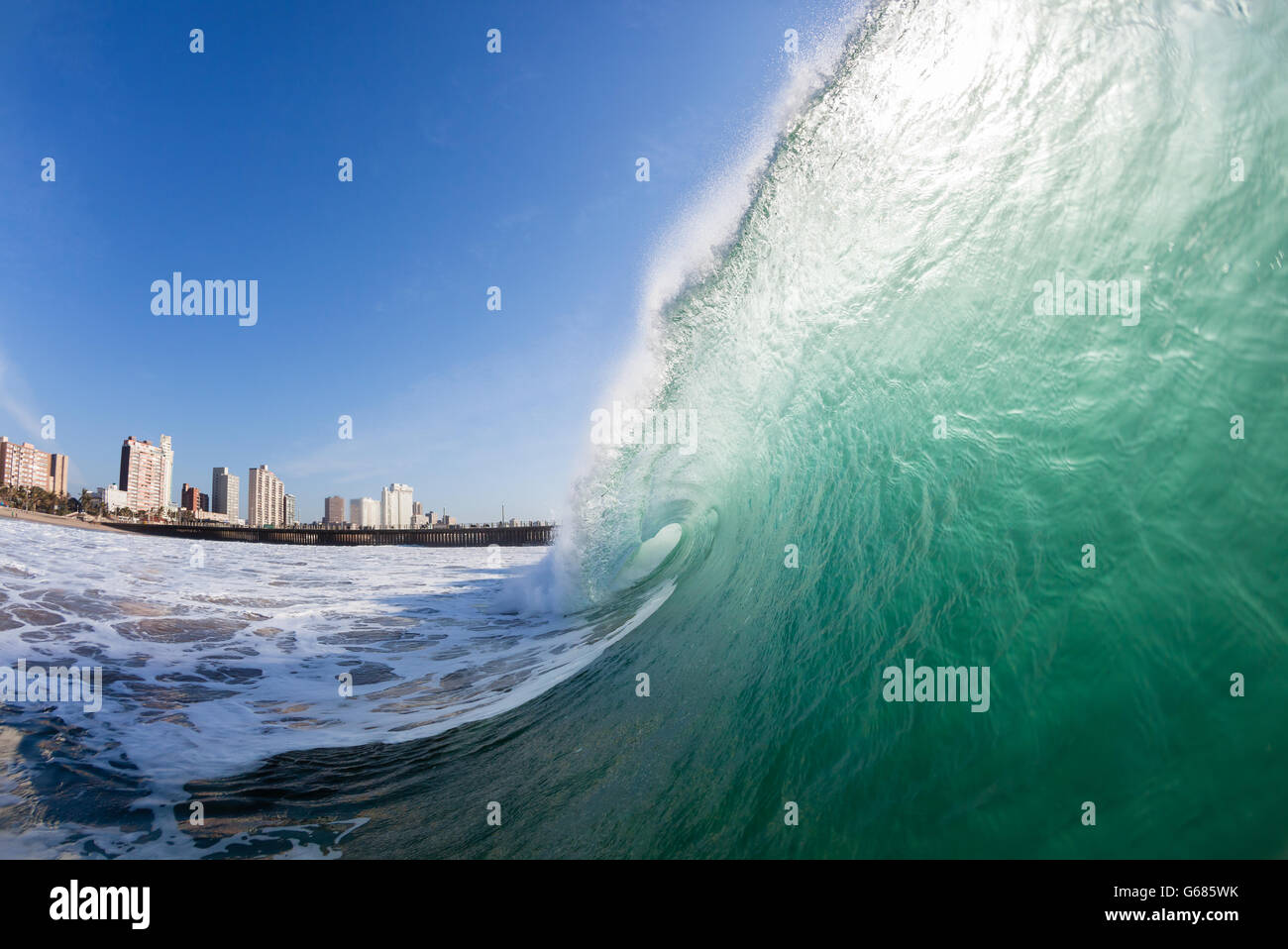 Ocean wave hollow curling crashing closeup swimming inside water photo ...