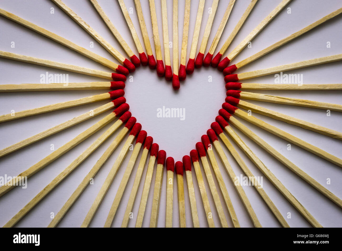 Heart of matches - romantic symbol Stock Photo - Alamy