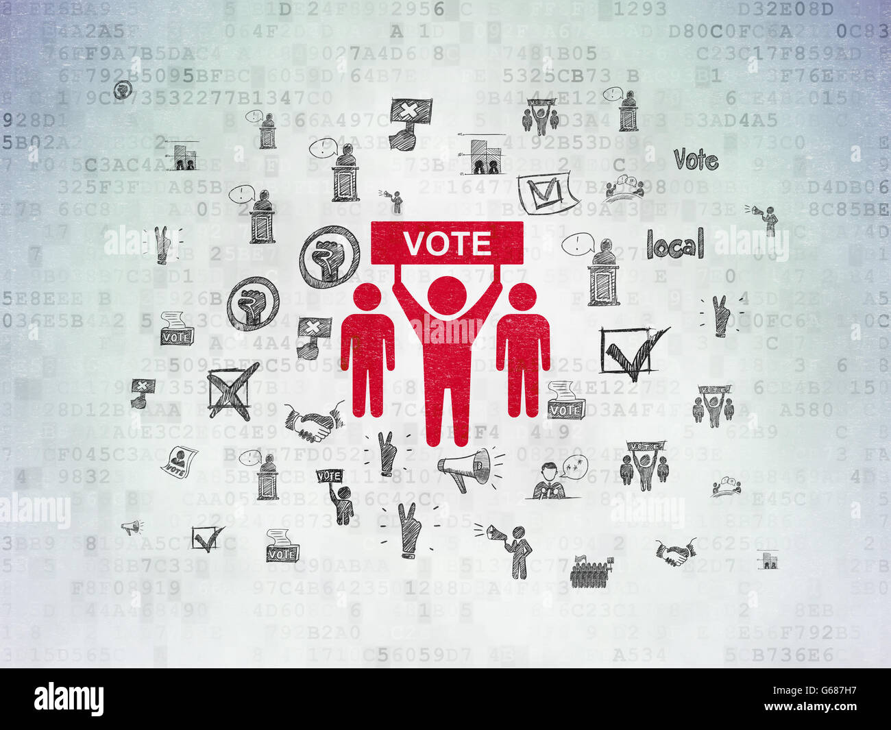 Politics concept: Election Campaign on Digital Data Paper background ...