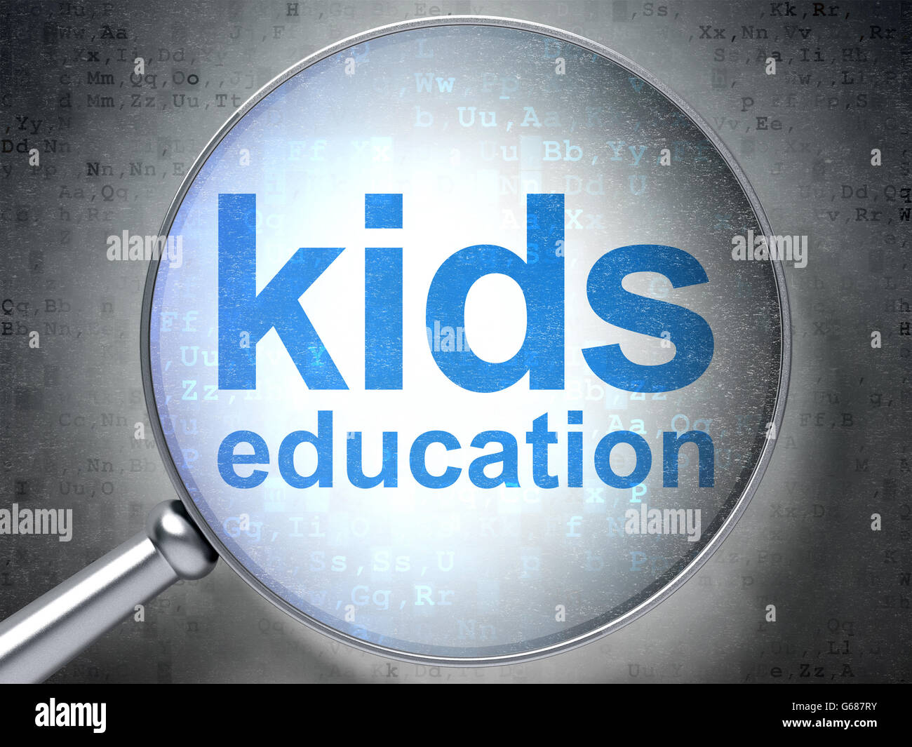 Learning concept: Kids Education with optical glass Stock Photo - Alamy