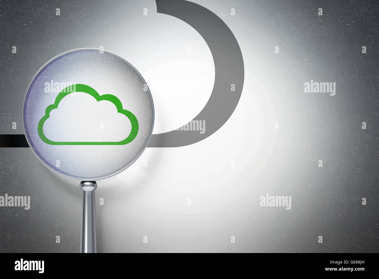 Cloud computing concept: Cloud with optical glass on digital background ...