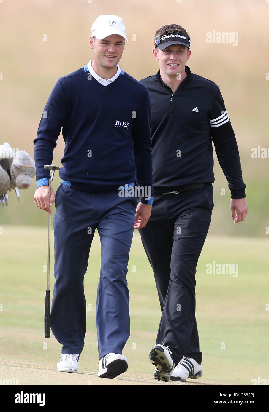 Germany's Martin Kaymer (left) and England's Garrick Porteous during ...