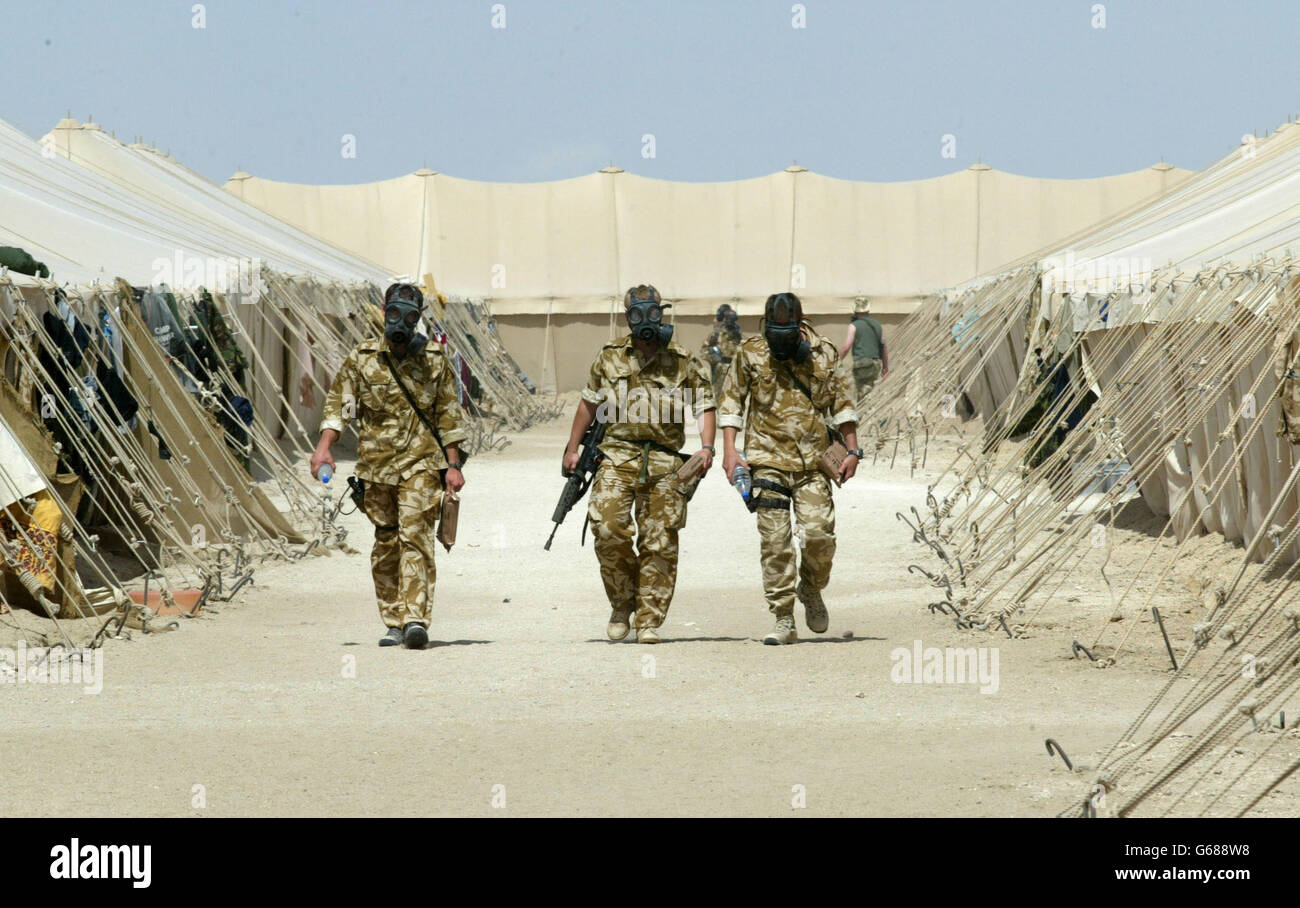 NBC drills at Camp Eagle, Kuwait, with members of 3rd Regiment Air ...