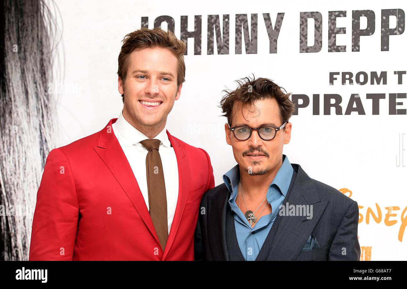 Armie Hammer (left) and Johnny Depp (right) arriving at the UK Premiere ...