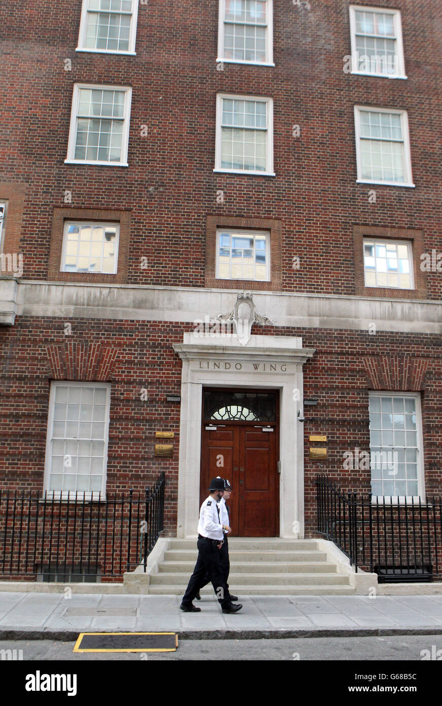 Police outside the Lindo Wing of St Mary's Hospital in London as the ...