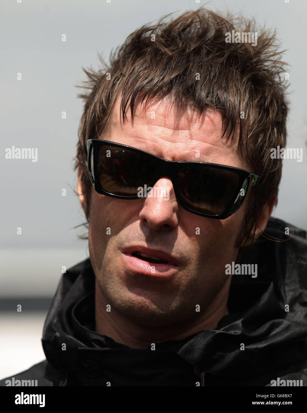 Liam Gallagher of Beady Eye backstage at the Glastonbury Festival, at ...