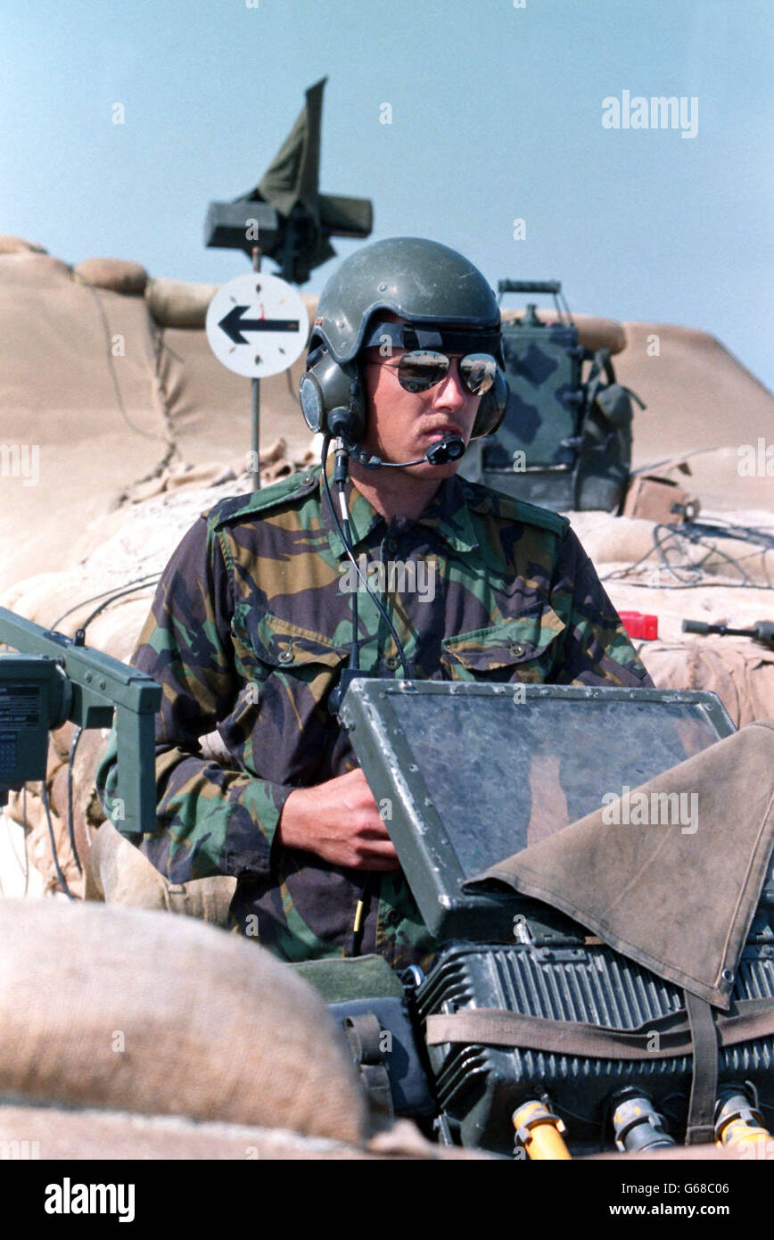 Soldier using the radio Stock Photo - Alamy