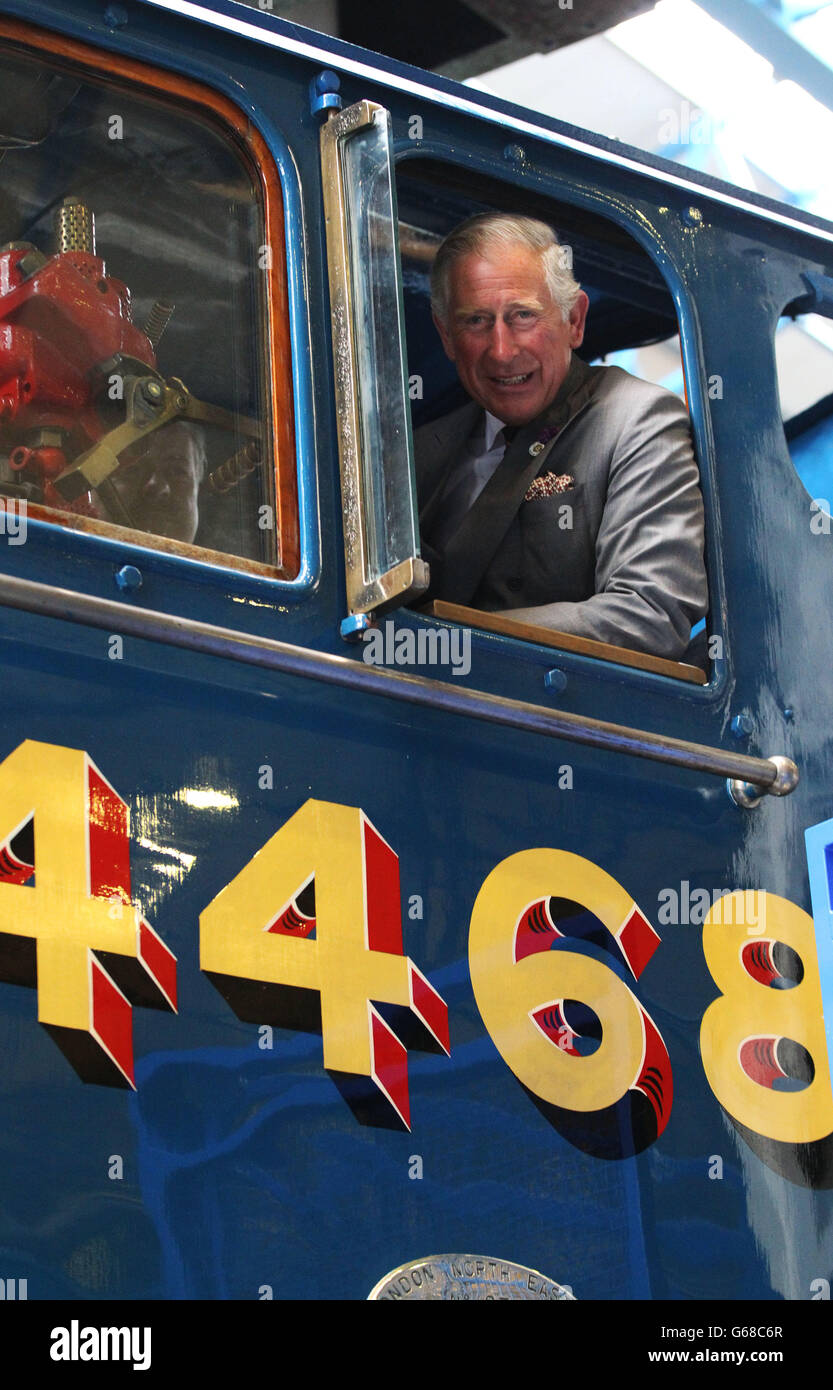 The Prince of Wales on the footplate of Mallards during a visit to the ...