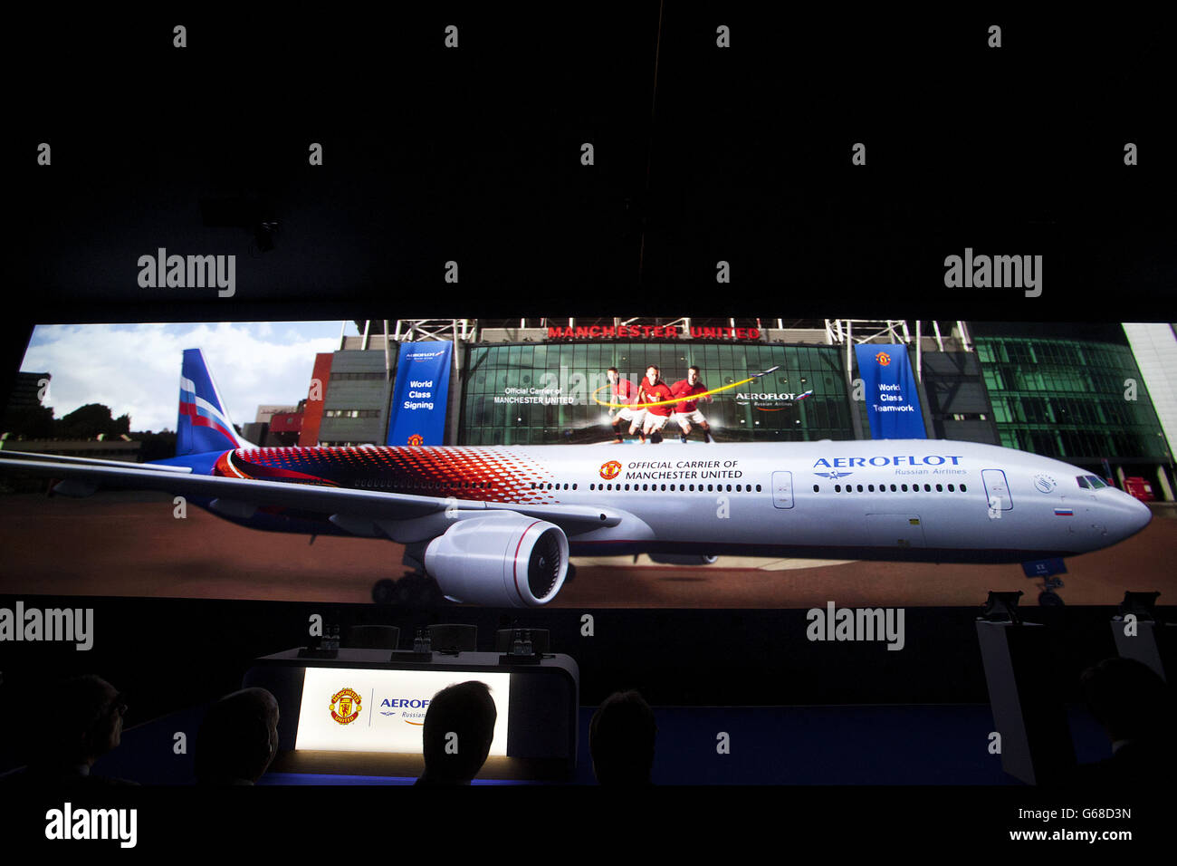 An images projected on screen press conference old trafford hi-res ...