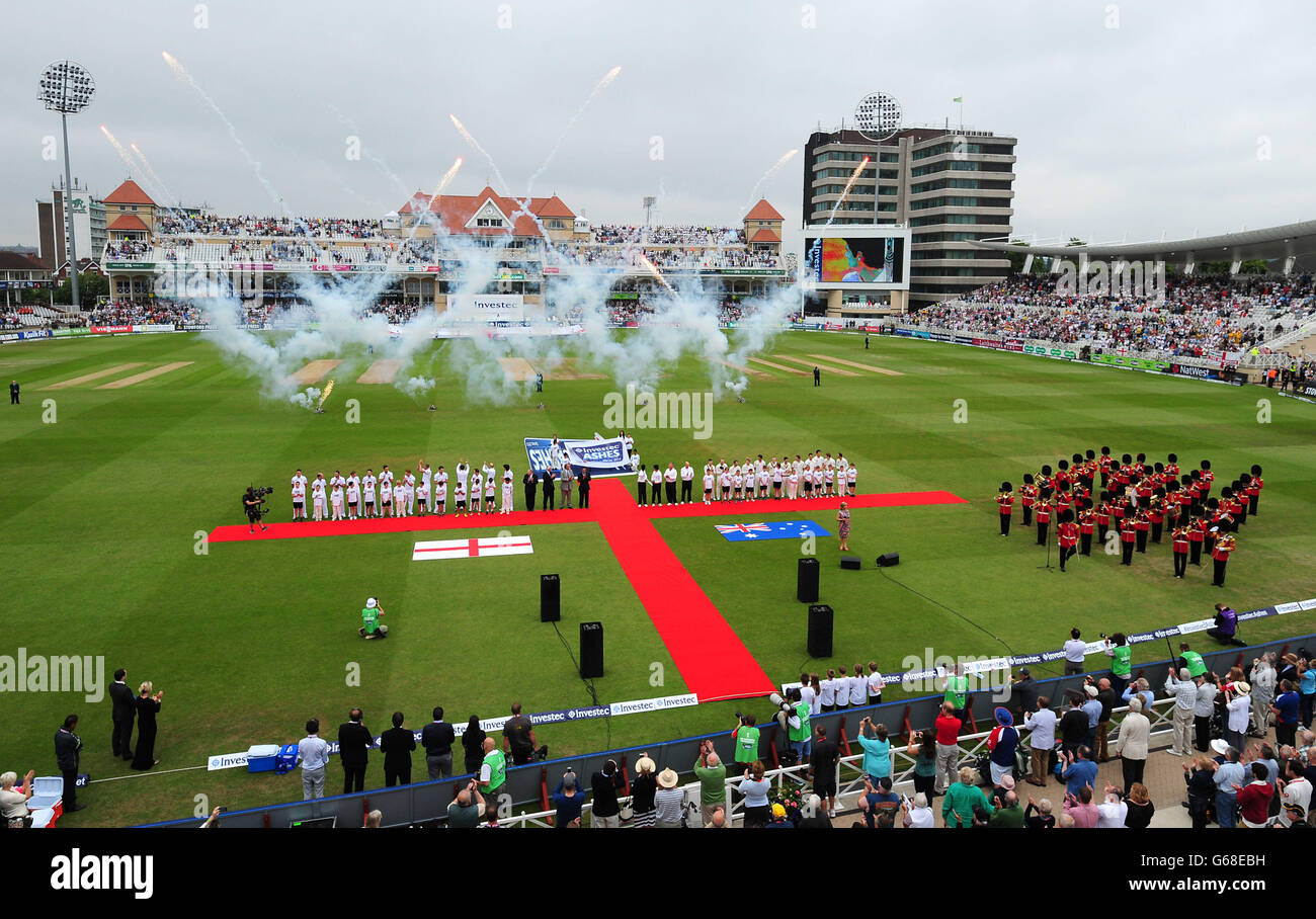 England and Australia players line up during the opening ceremony on ...