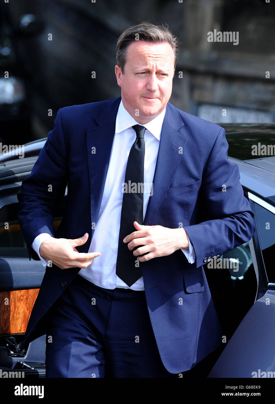 Prime Minister David Cameron arrives for the funeral service of ...