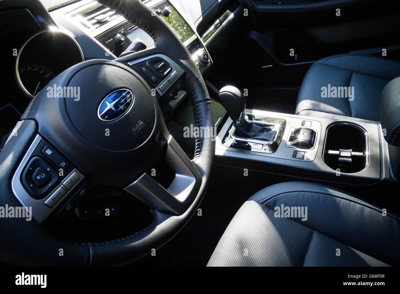 Details of steering wheel and center console Stock Photo - Alamy
