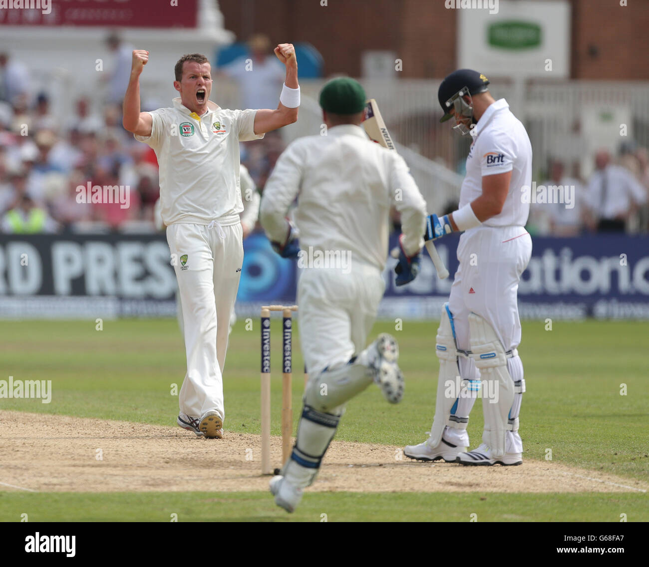 Australia bowler Peter Siddle celebrates after taking the wicket of ...