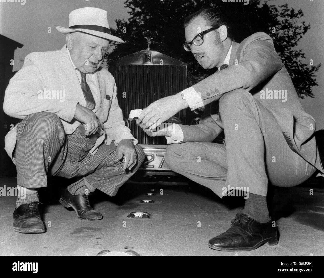 Alan Whicker with Percy Shaw, the man who invented the life-saving Cat ...