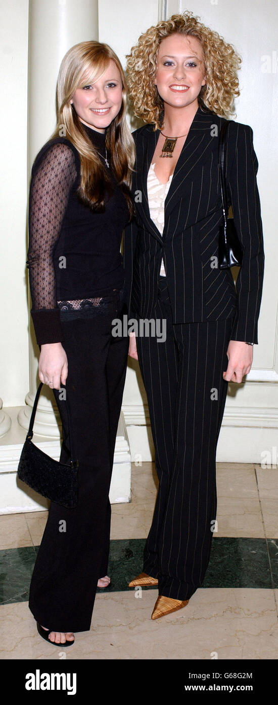 Hollyoaks actresses Carley Stenson (L) and Helen Noble arriving at the ...