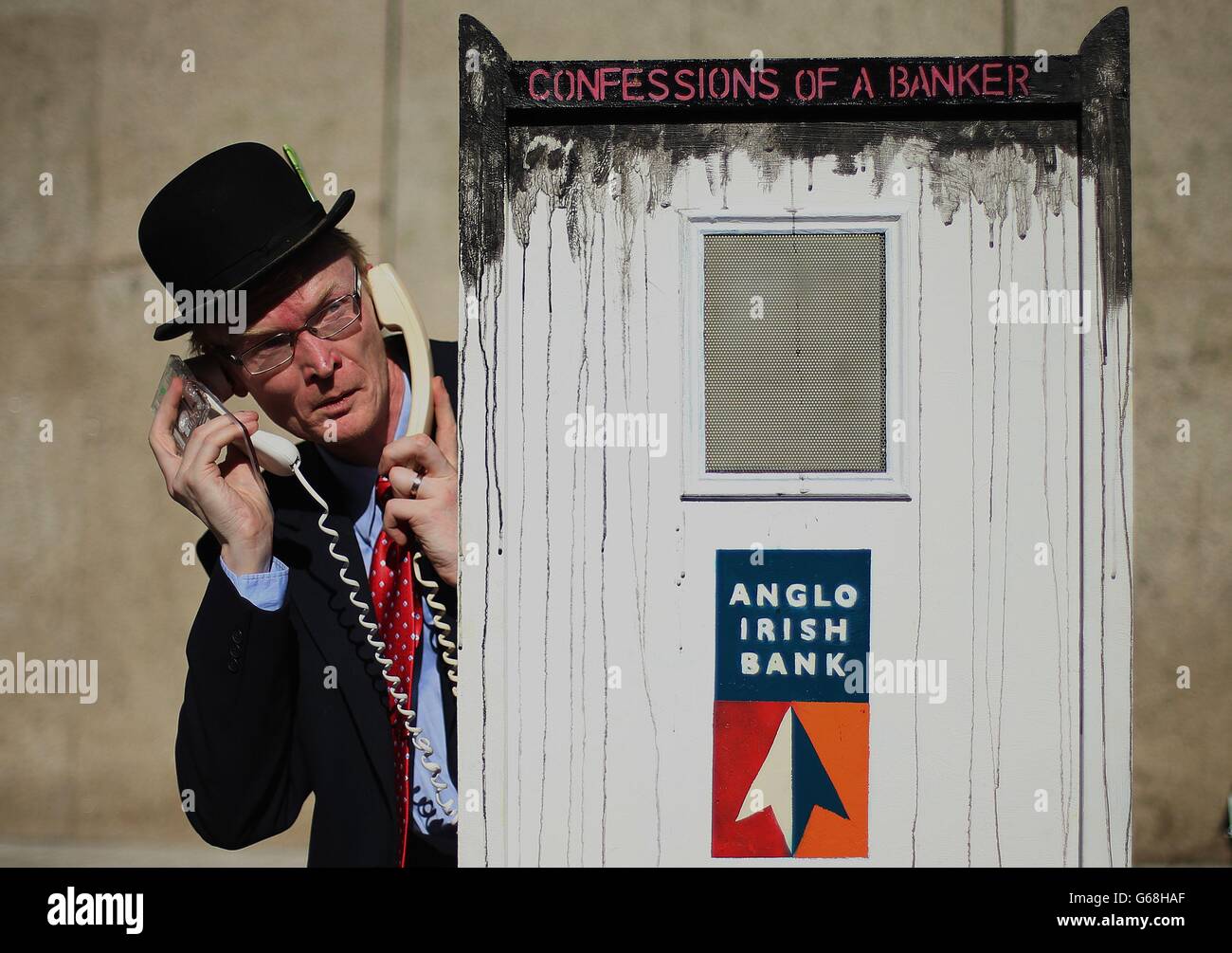 Performance artist Frank O'Dea with his Installation piece entitled ...