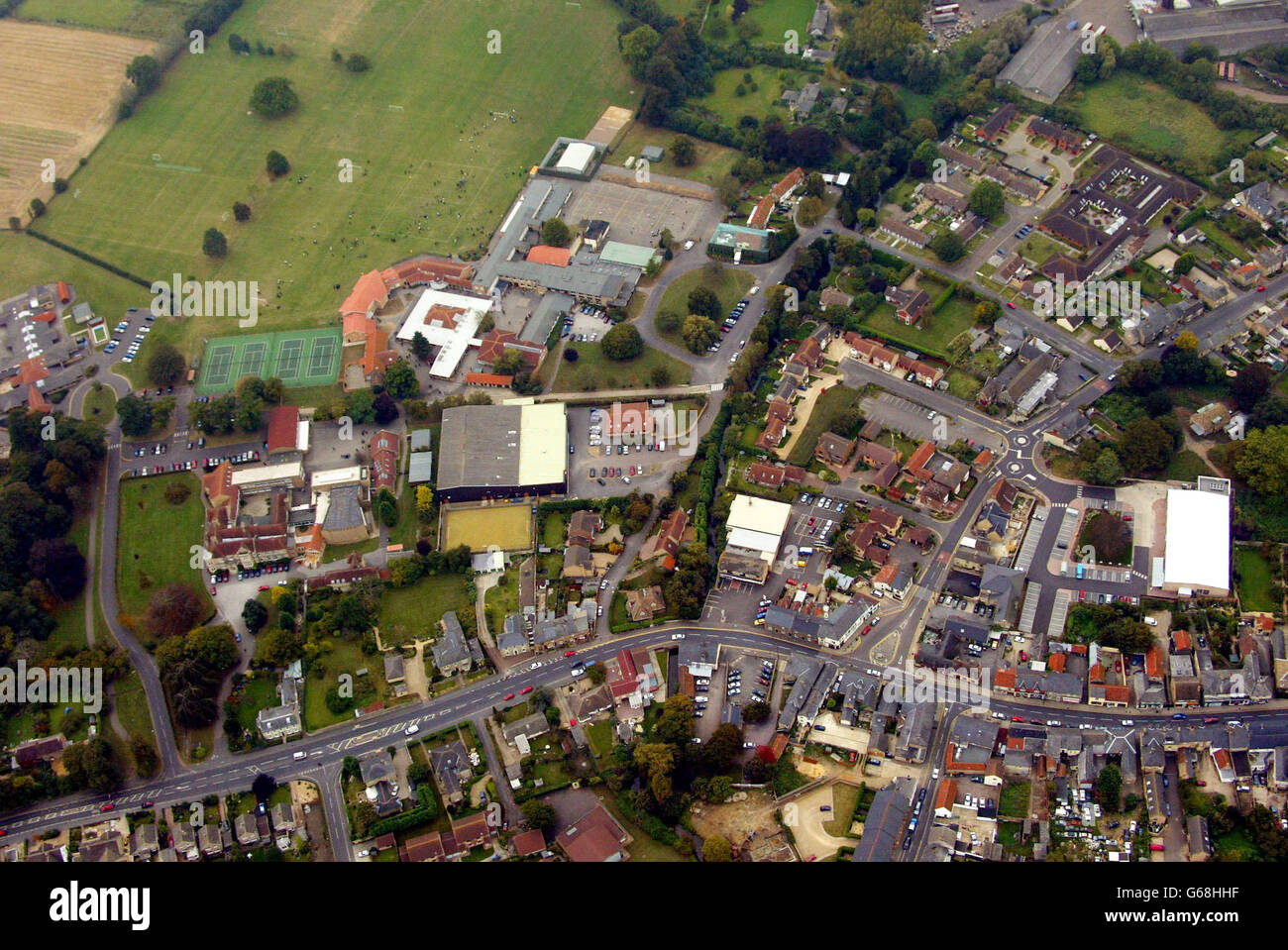 Soham Aerial. Aerial photograph of Soham and the Village College Stock ...