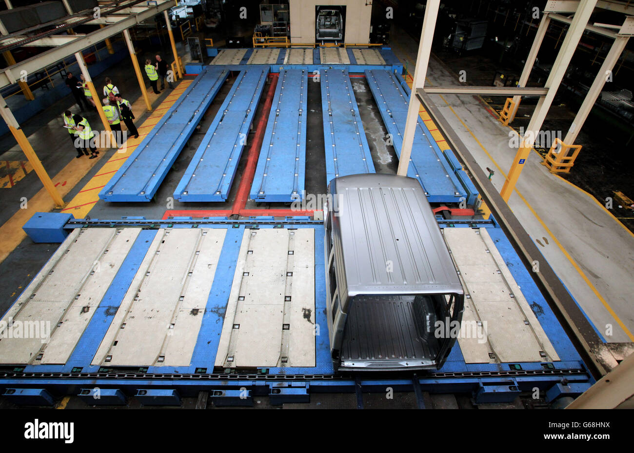 General view as the last batch of Ford transit vans move along on the ...