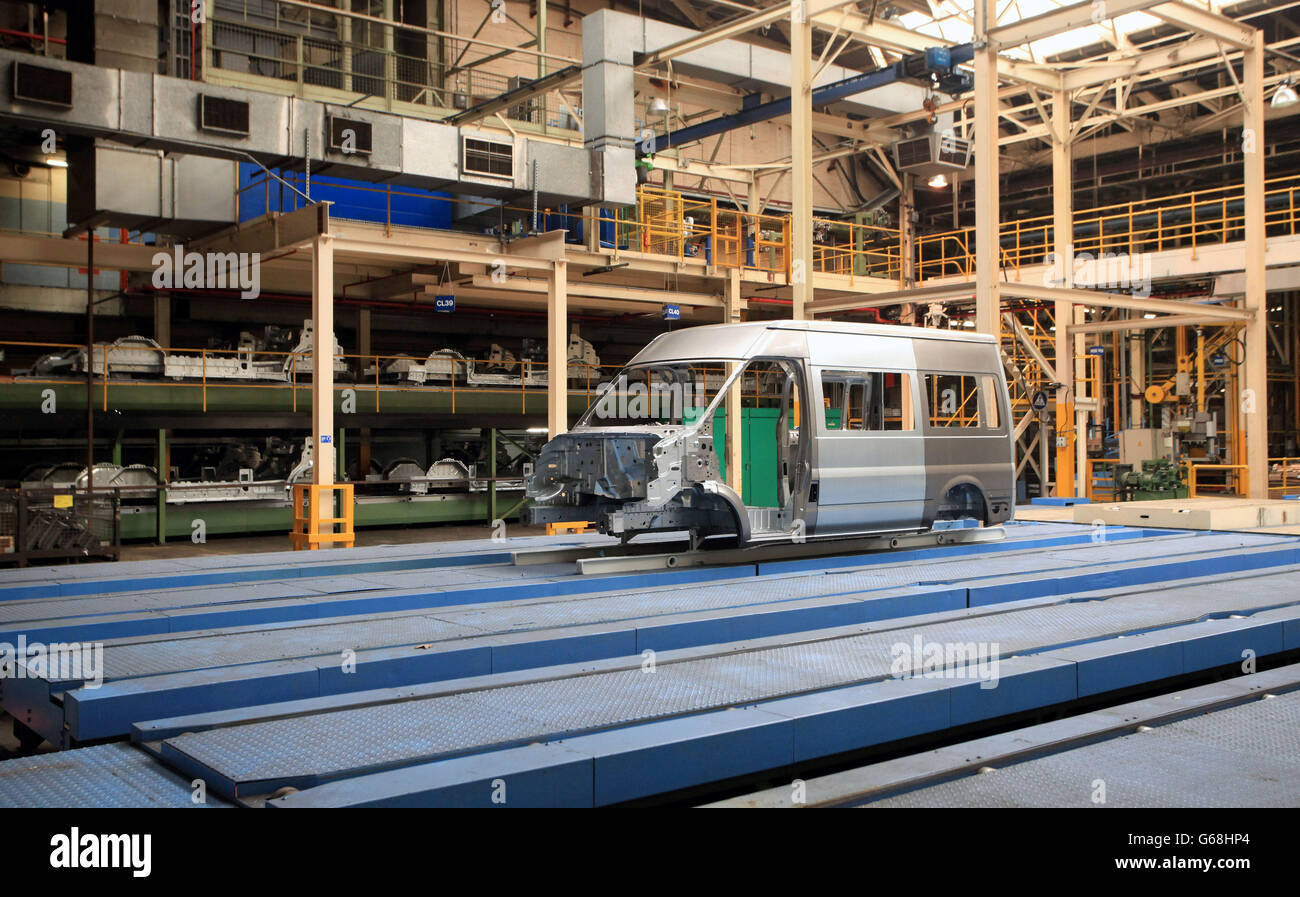 General view as the last batch of Ford transit vans move along on the ...