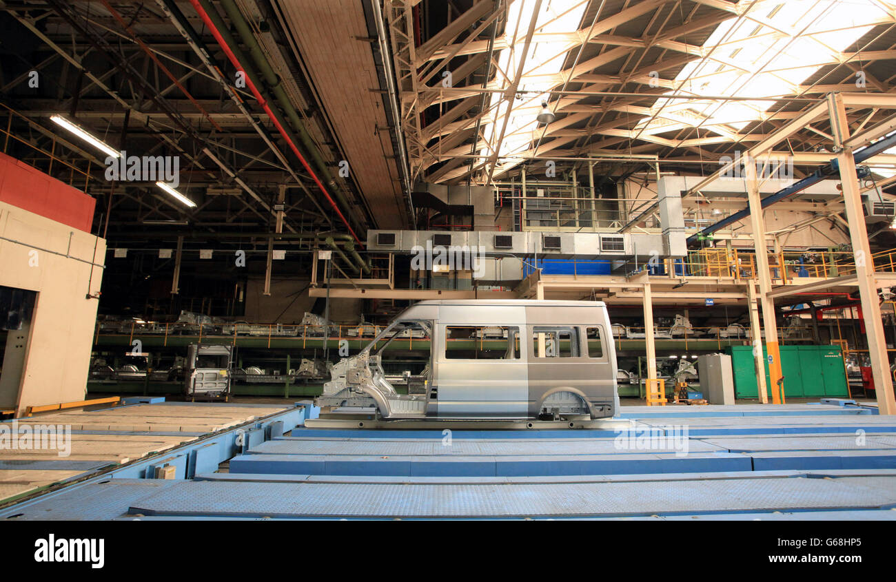 General view as the last batch of Ford transit vans move along on the ...