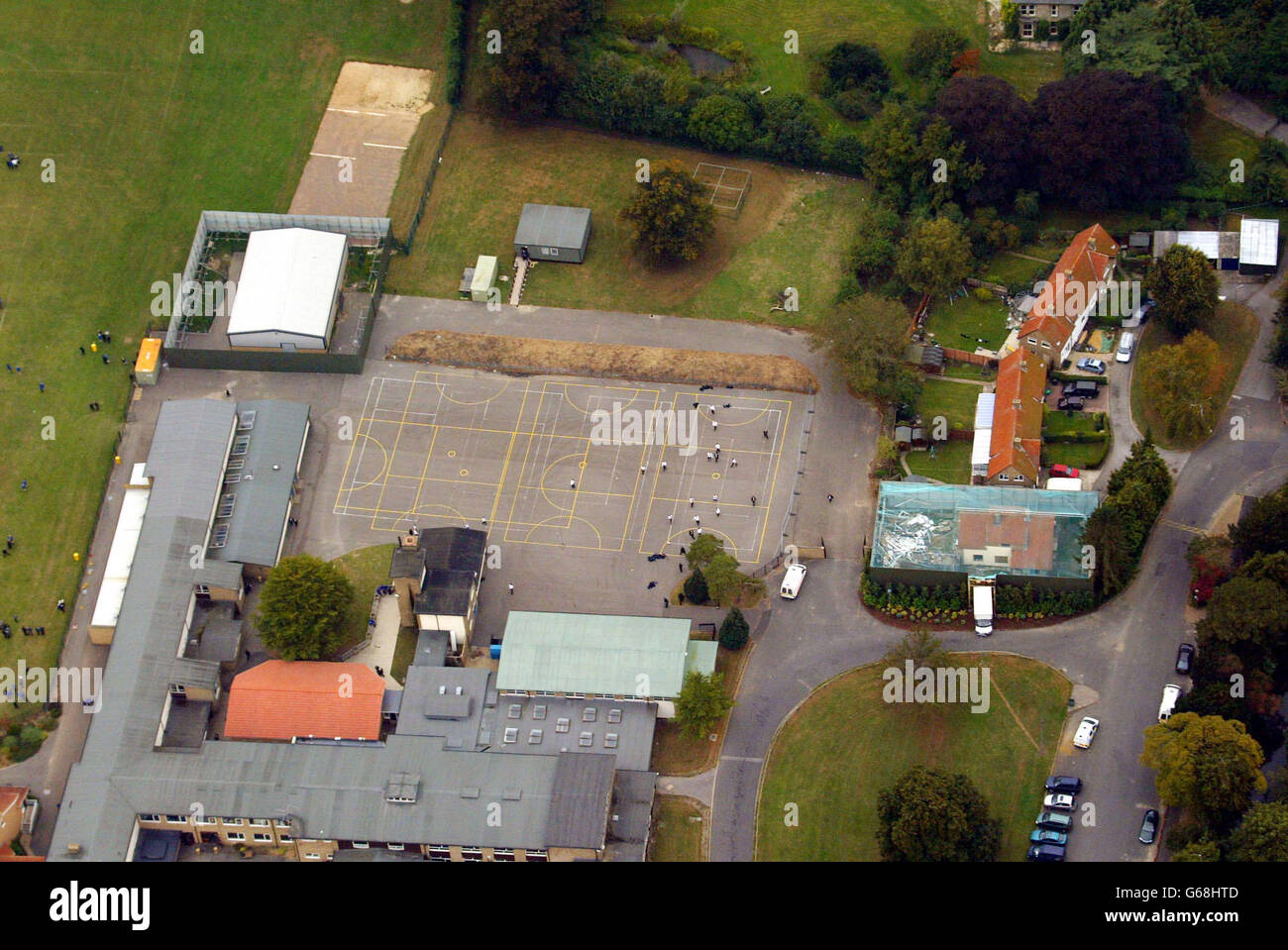 Aerial photograph soham village college showing school hanger hi-res ...