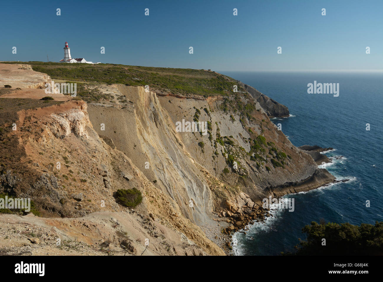 The lighthouse and the cliffs in Cape/Cabo Espichel, Setúbal peninsula Portugal Stock Photo - Alamy