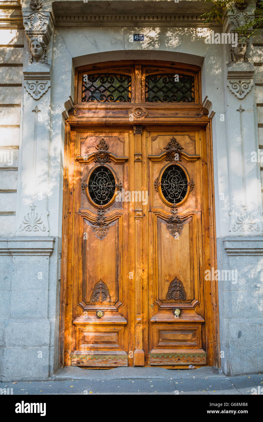 Front View of Classic Building Entrance Wooden Door Stock Photo - Alamy