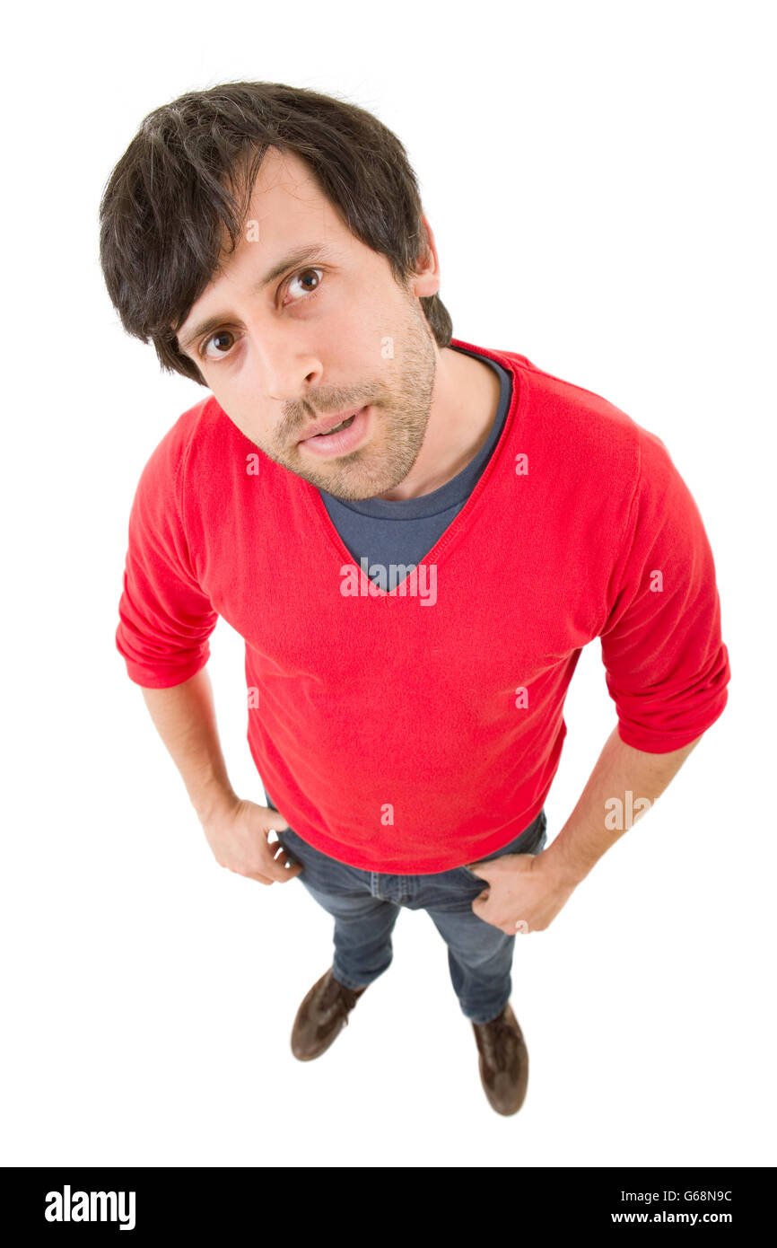 silly casual man full body in a white background Stock Photo - Alamy