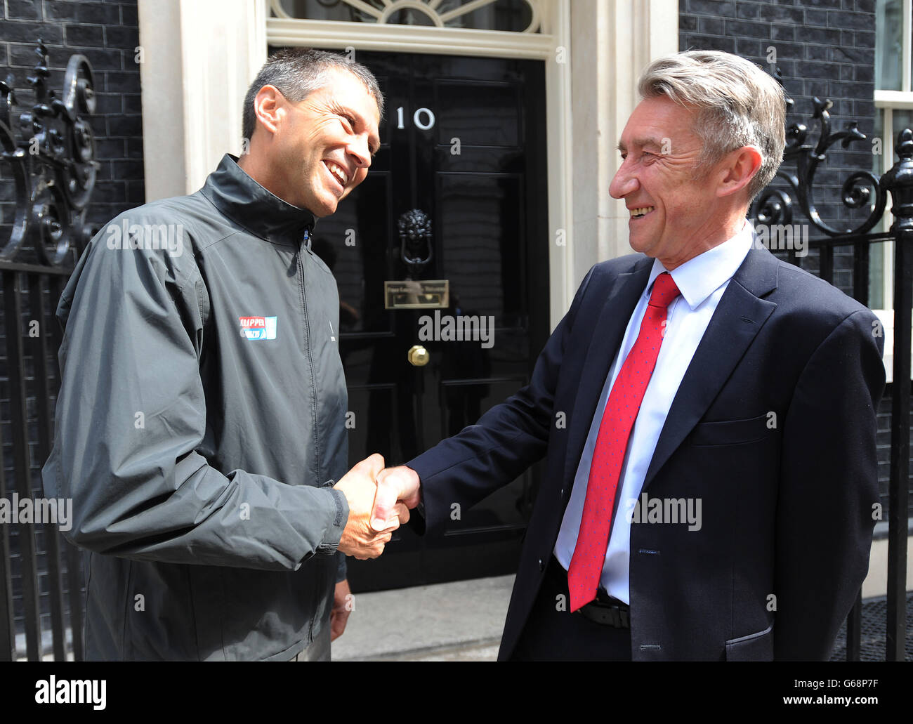 Simon talbot left outside downing street with conrad bird hi-res stock ...