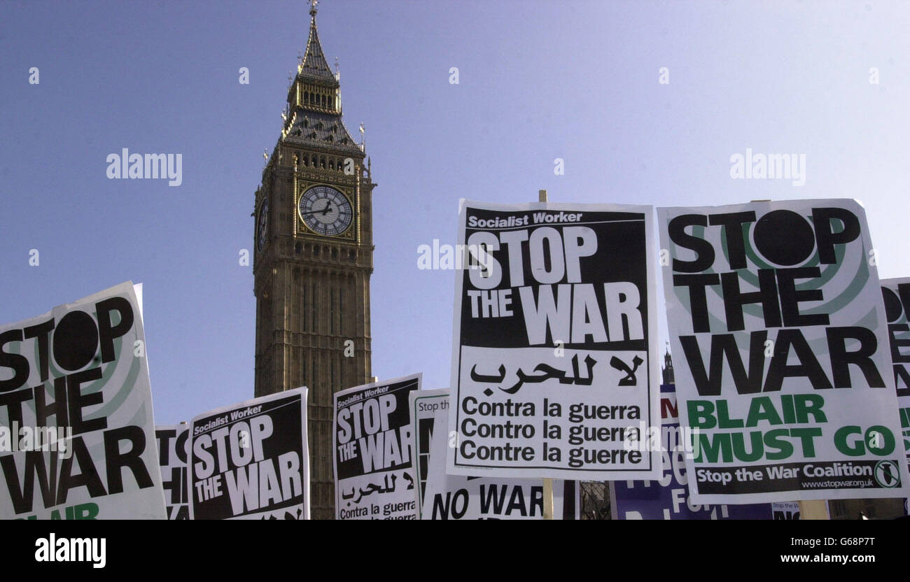 Iraq war protest Big Ben Stock Photo - Alamy
