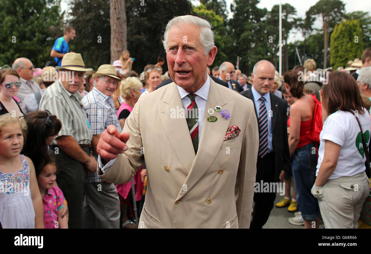 The Prince of Wales gestures as he arrives at the Royal Welsh Show at ...
