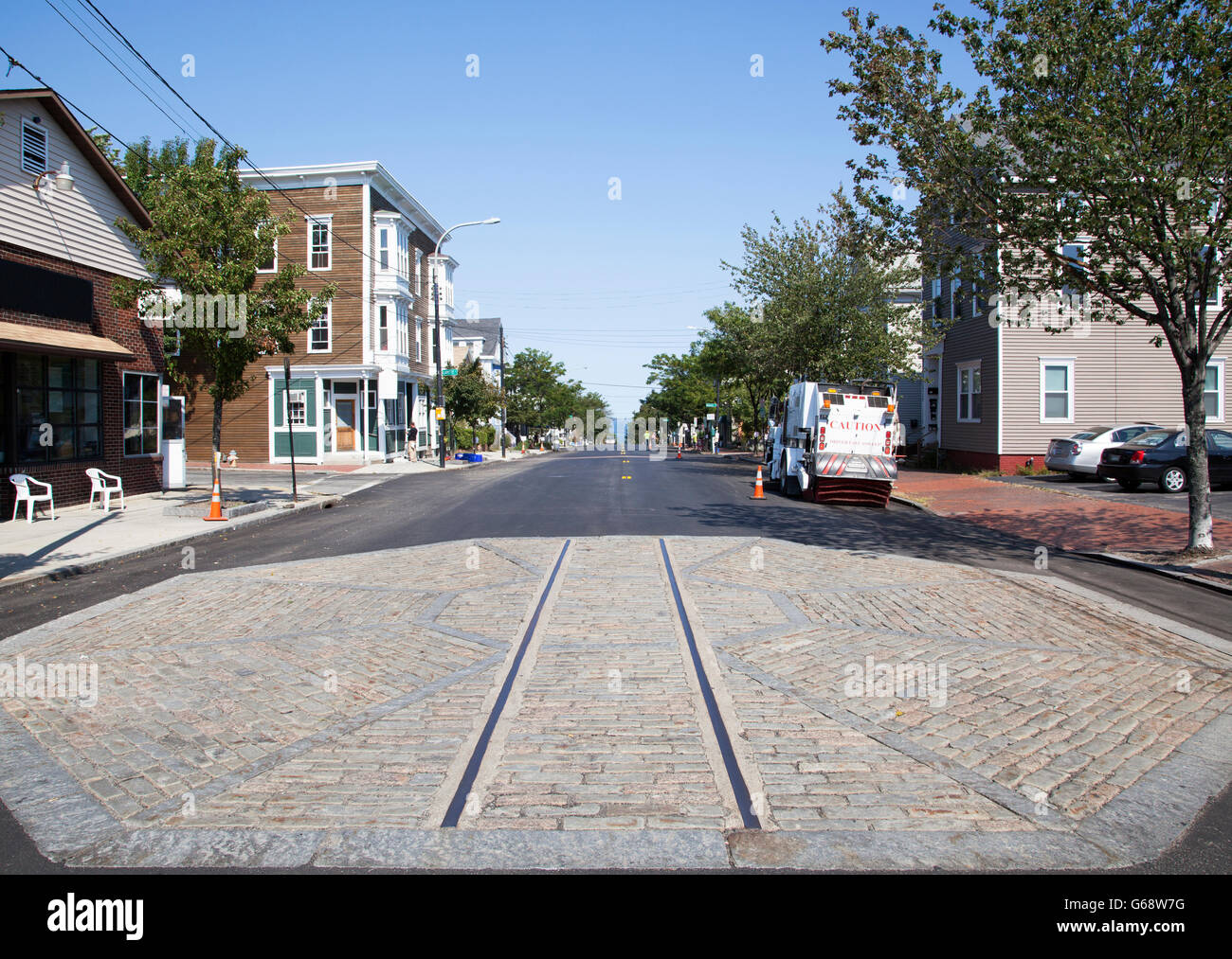 One of the longest streets in the town of Portland (Maine Stock Photo ...