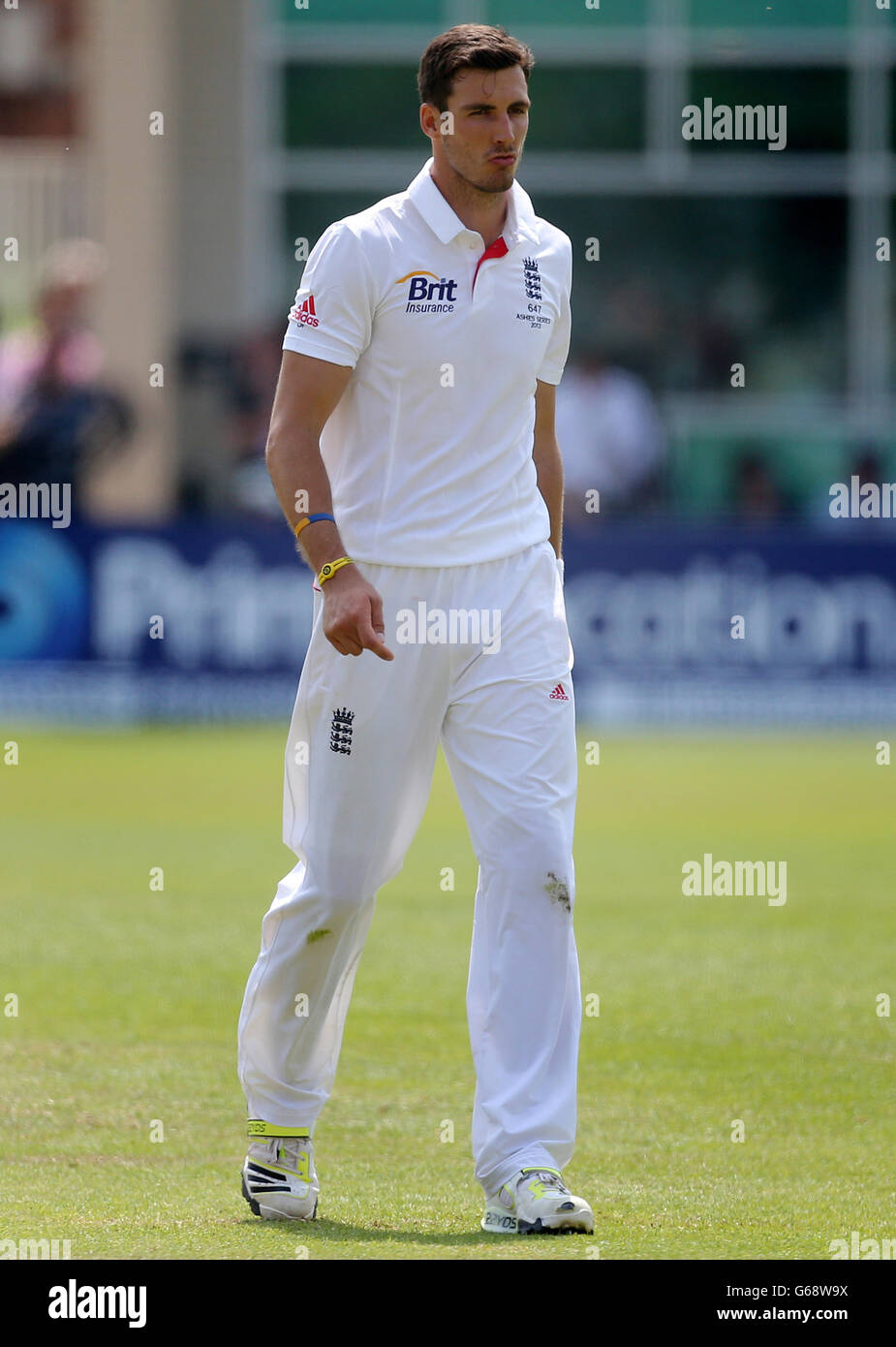 England bowler Steven Finn shows his dejection during his two overs on ...