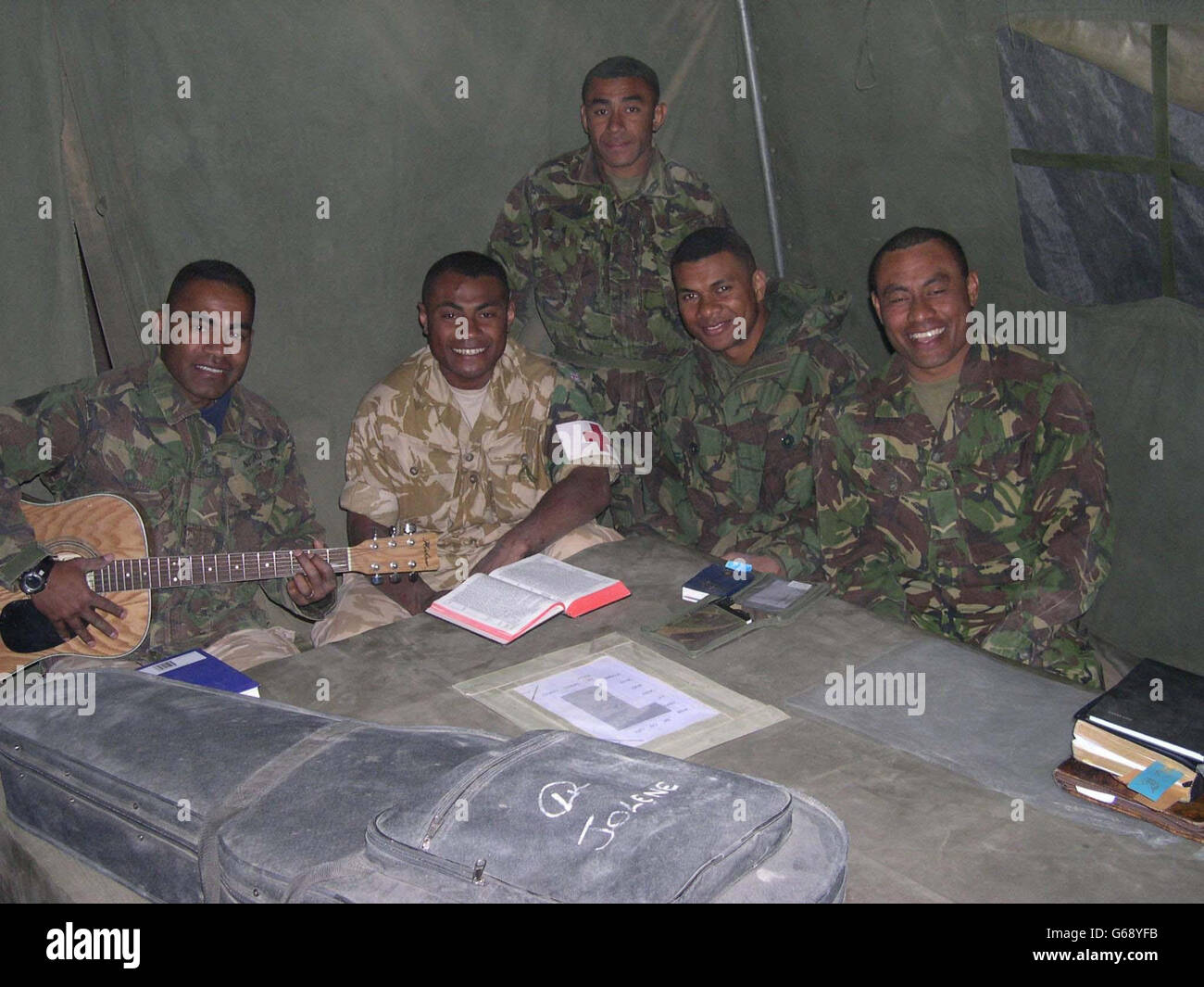 Five of the 20 Fijian soldiers, including Lance Corporal Jiale Tomasi ...