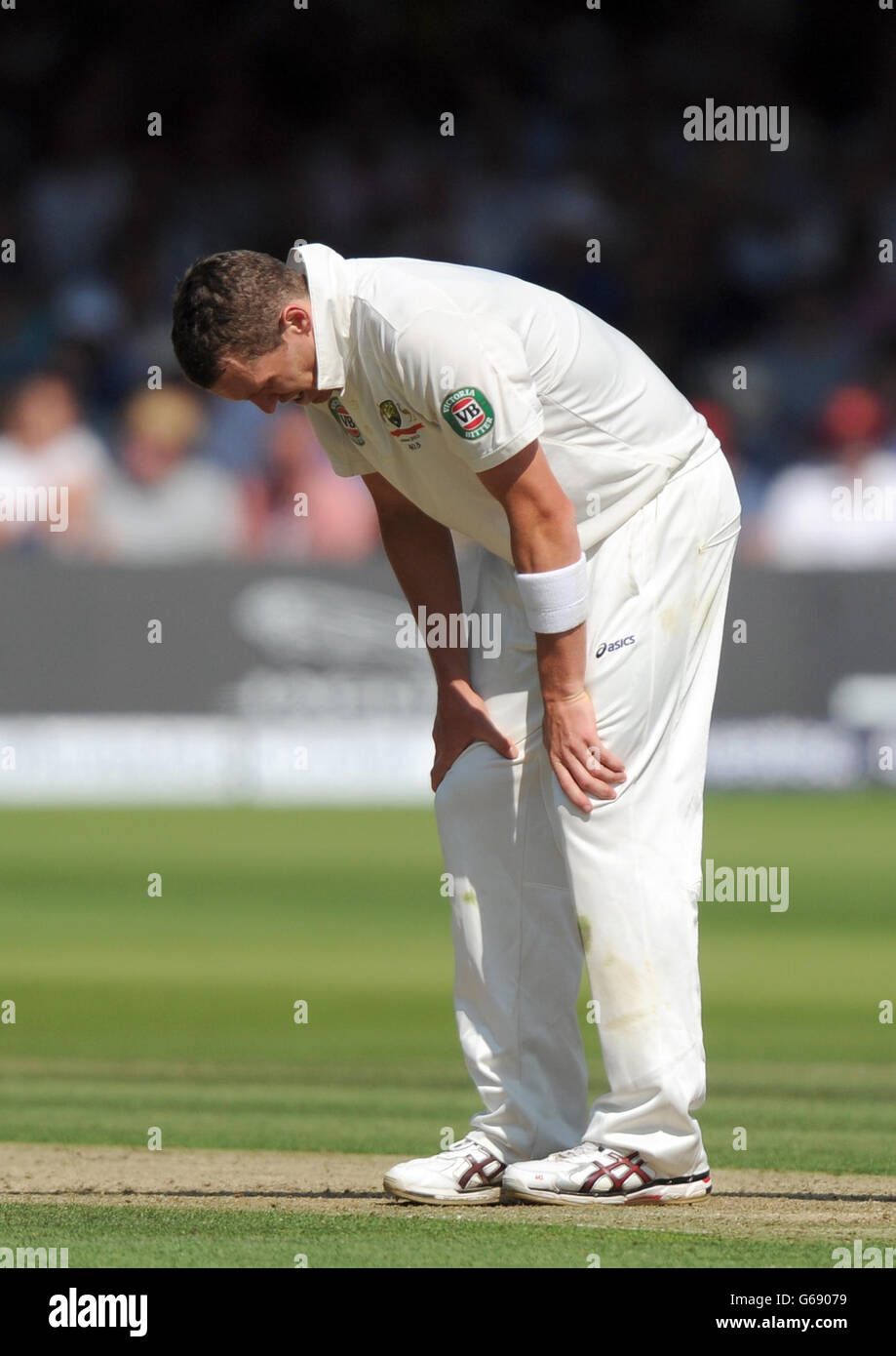 Australia's Peter Siddle reacts on day One of the Second Investec Ashes ...
