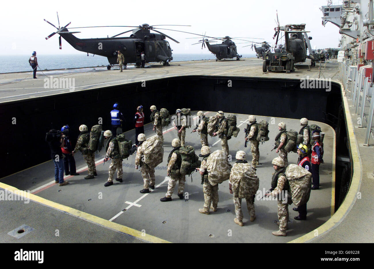 Picture issued of Royal Marines from the 40 Commando stand aboard HMS ...