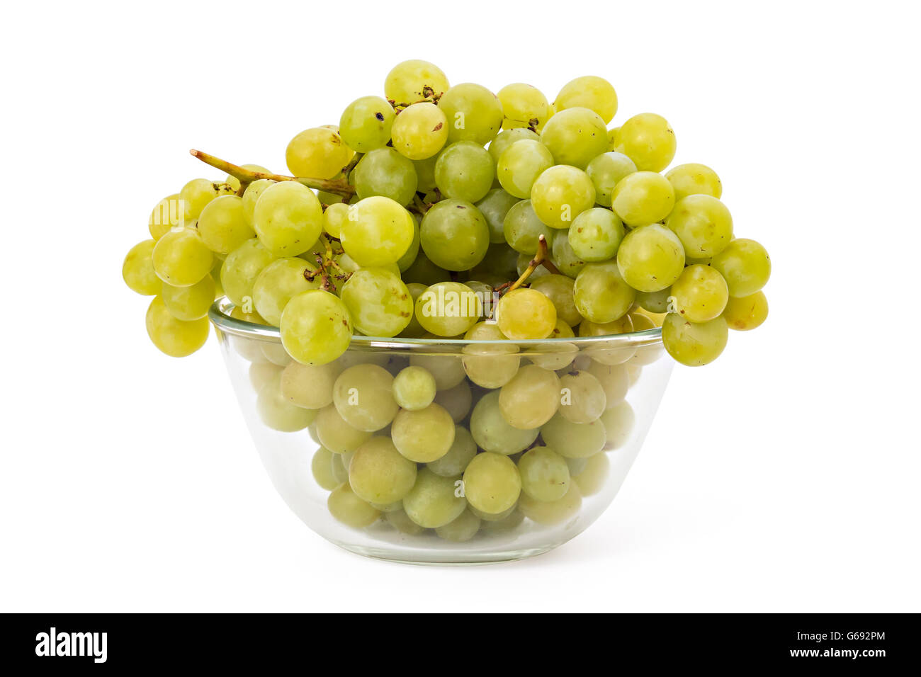 Fresh ripe white grapes in woven basket isolated on a white Stock Photo ...