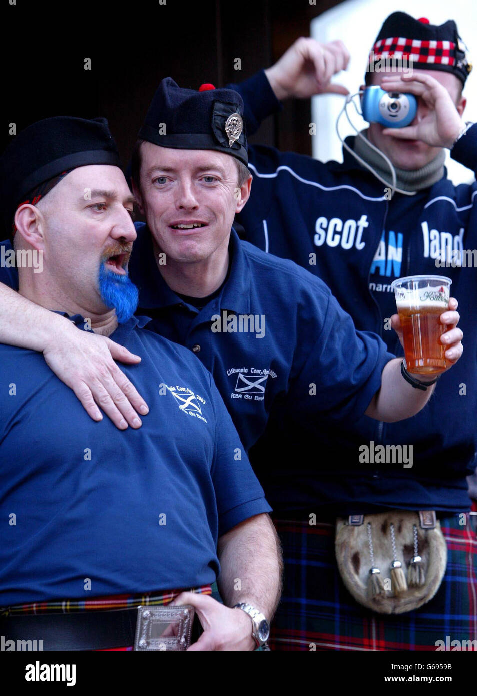 Scottish football fans in the town centre of vilnius hi-res stock ...
