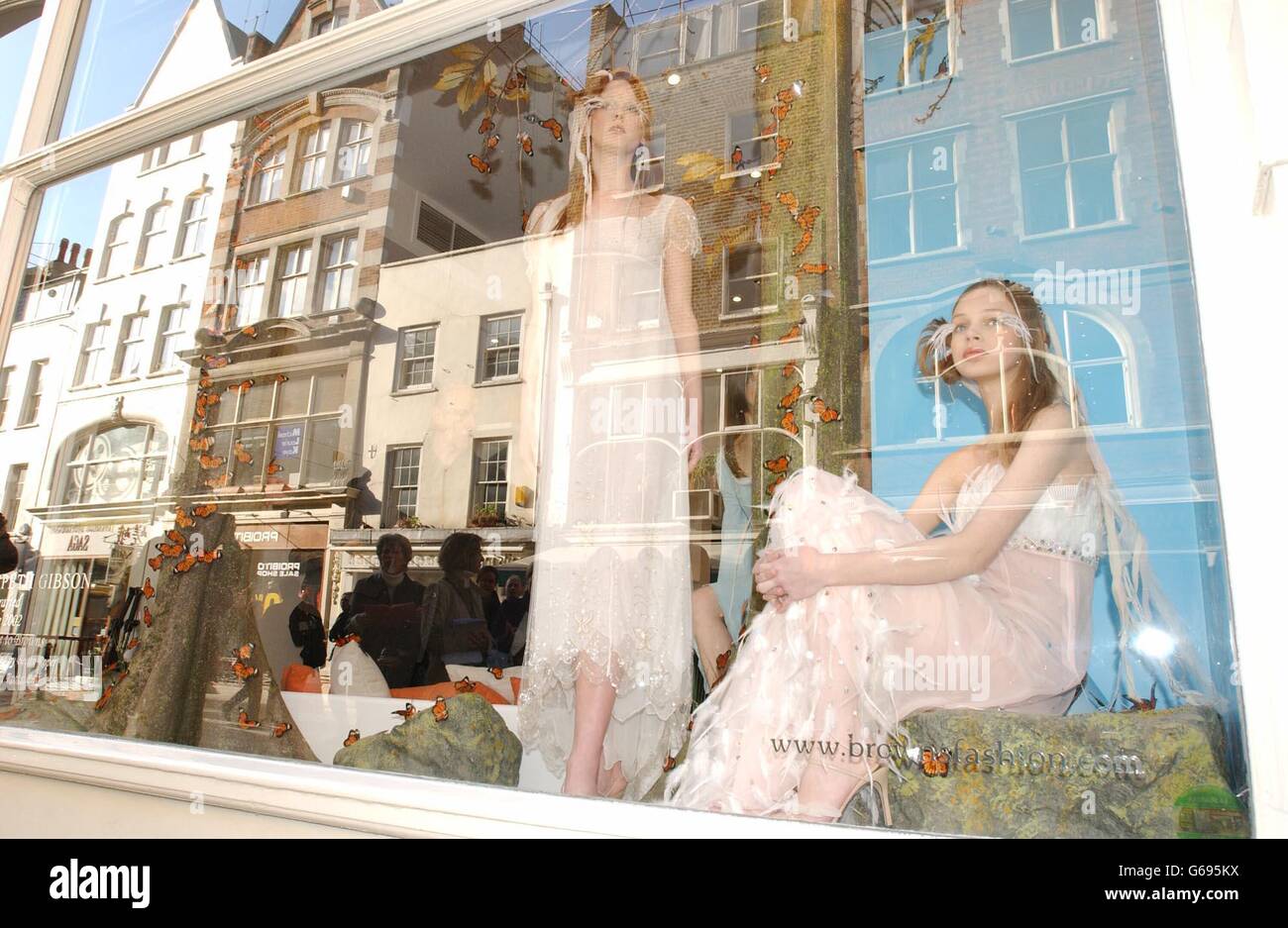 Models wearing designs by Elspeth Gibson as part of a special window ...