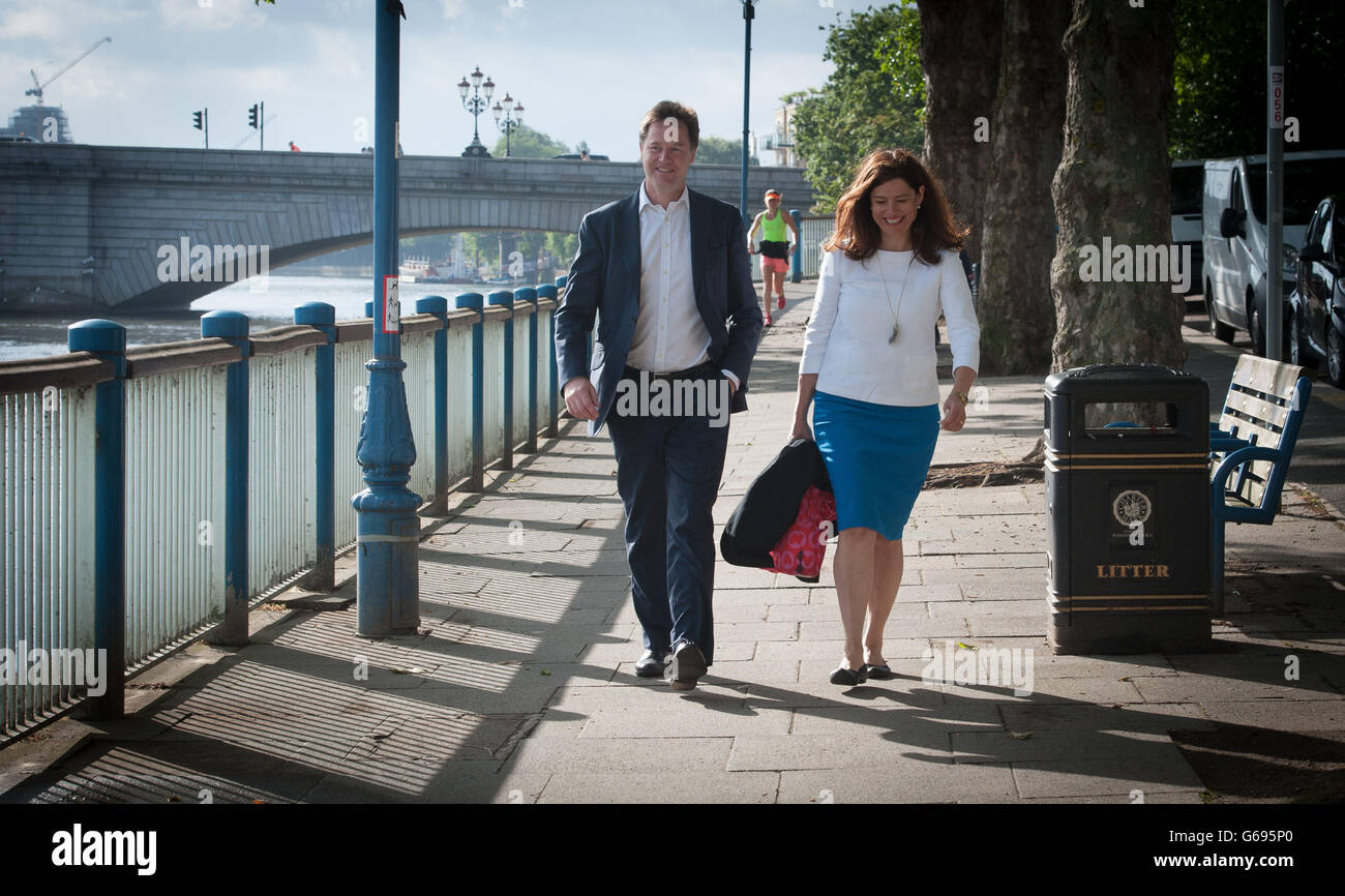 Deputy Prime Minister Nick Clegg and his wife Miriam take the riverboat ...