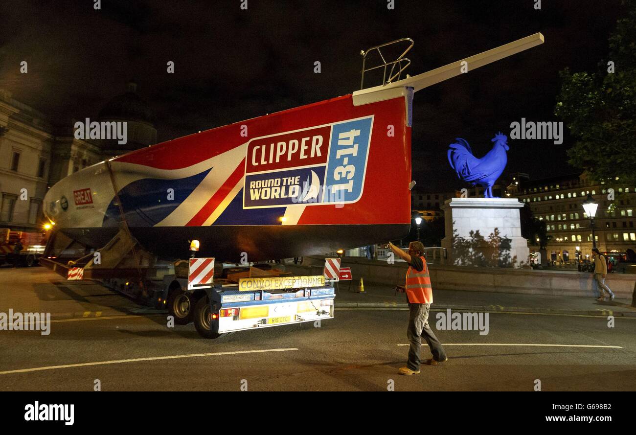 The new Clipper racing yacht, Great Britain, passes the blue cockerel ...