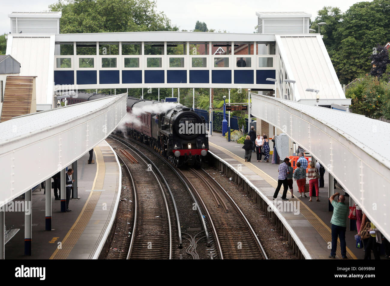The historic steam locomotive No. 70013 Oliver Cromwell hauls The ...