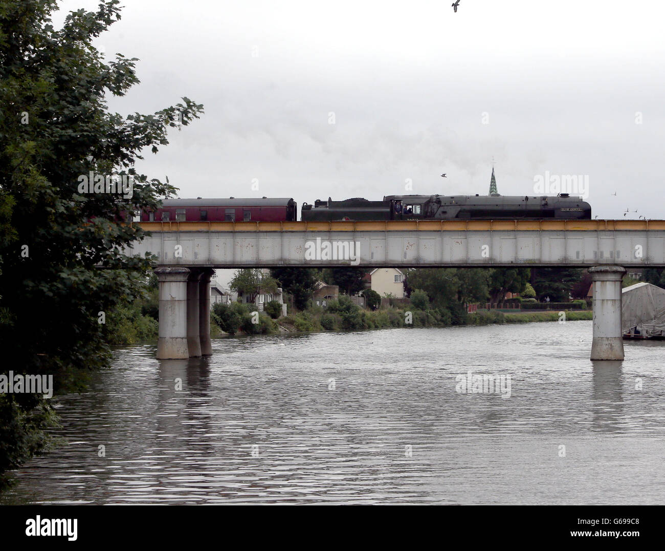 The historic steam locomotive No. 70013 Oliver Cromwell hauls The ...